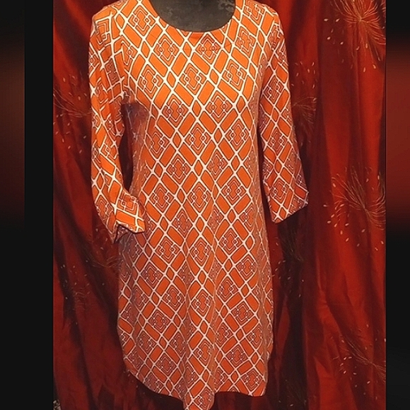 crown & ivy | Dresses | Preppy Crown And Ivy Coral And Navy Midi Dress ...